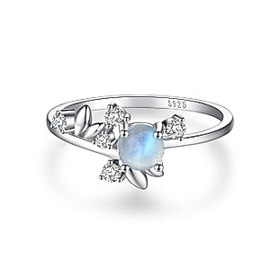 Angol Moonstone Ring Sterling Silver Moonstone Ring for Women Leaf Branch Vine Rings Simple Moonstone Jewelry Gift for Woman Teen Girls (7)