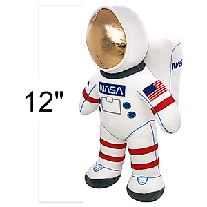 12” Plush Toy Astronaut Figurine, Realistic Astronaut Plush Toy with NASA & USA Flag Arm Patches, Super-Soft Stuffed, Space Decor Astronaut Toys for Kids 3-5, NASA Toys, Toddler Birthday Gift