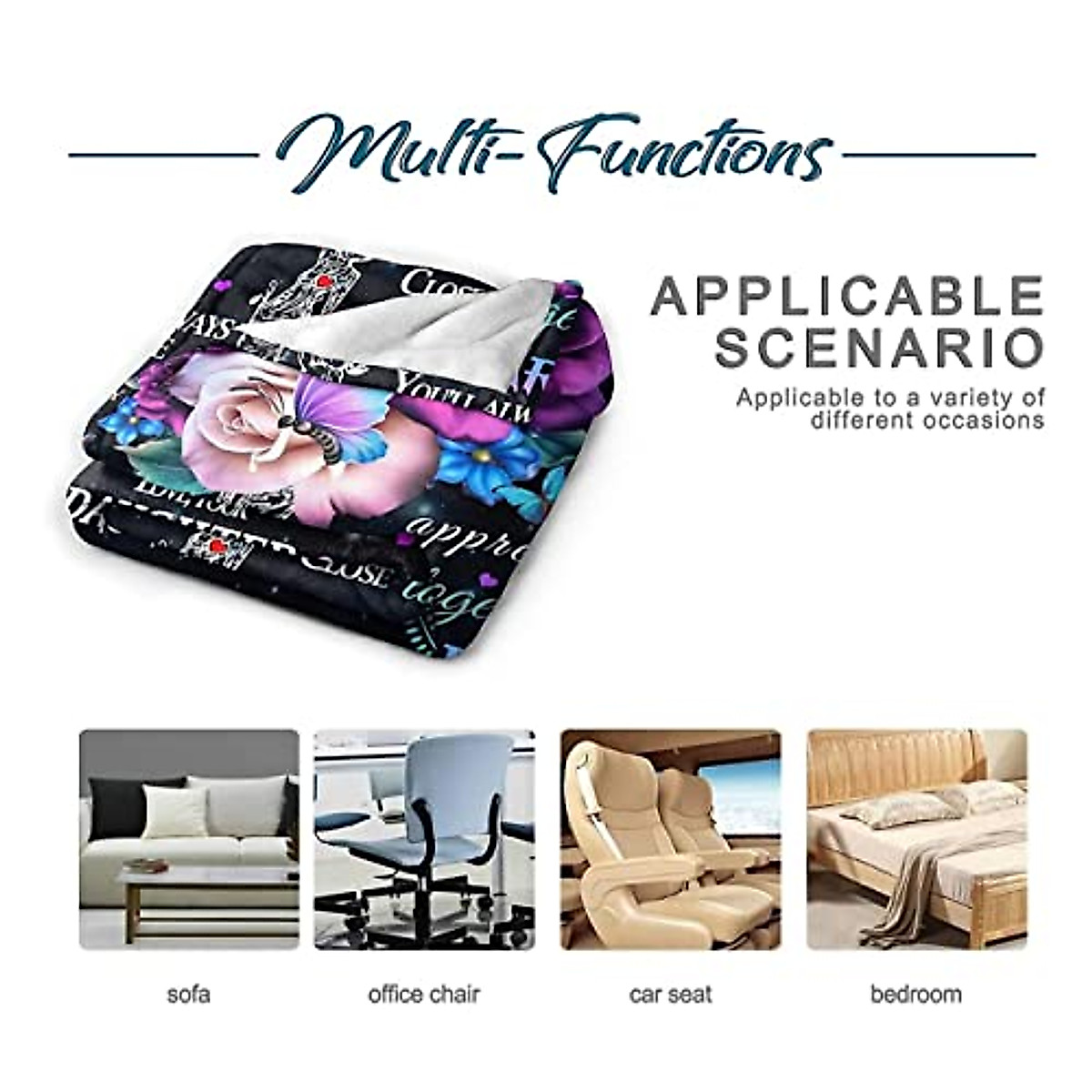 Joyloce to My Mom Blanket from Daughter, Mom Gifts for Mother's Day Birthday Christmas, Flannel Fleece Lightweight Soft Warm Throw Blankets for Home Office Sofa 50"X40" Gifts for Mom Mother