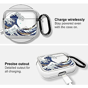 MOSNOVO AirPods Pro Case, Apple AirPods Pro Case, Cool Tokyo Wave Clear Case Design with Luxe Metal Ring Shockproof Protective Cover Case for AirPods Pro