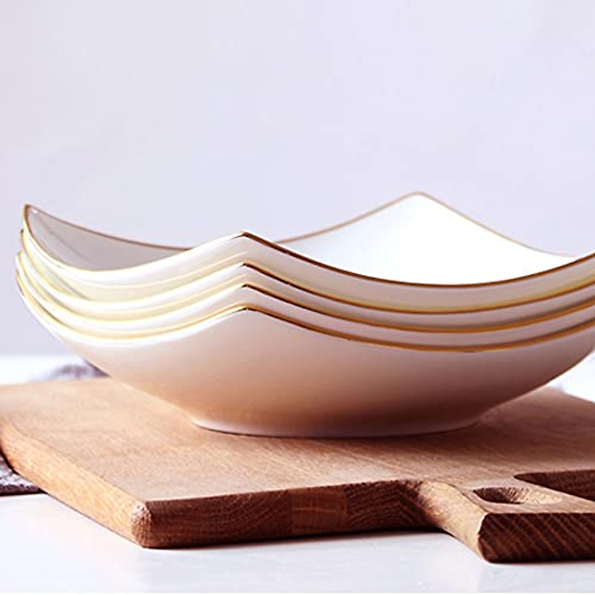 OUSIKA Plates 24.7 * 20.2 * 5.5cm Ceramic Square Dinner Plates, Dining Party Restaurant Serving Dish for Steak, Pizza, Salad, Pasta, Set of 4 Plate