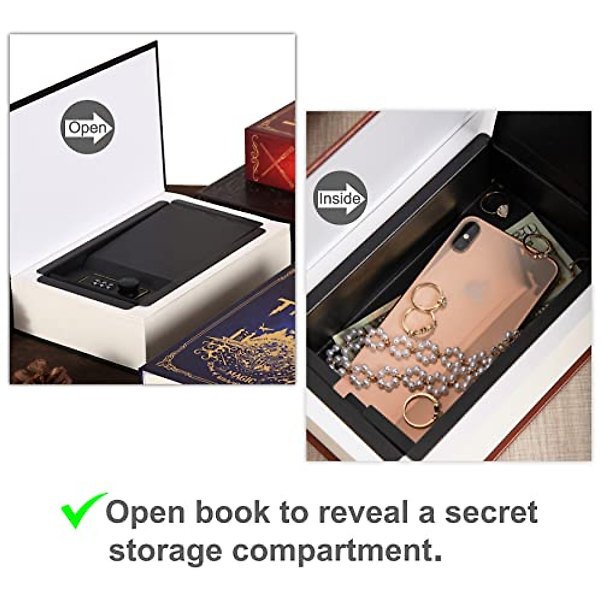 READER Book Safe Storage Box with Real Pages Key Lock Box Money Safe Book Storage Lock Boxes for Personal Items Large Capacity Diversion Safes Hold Phone,Cash