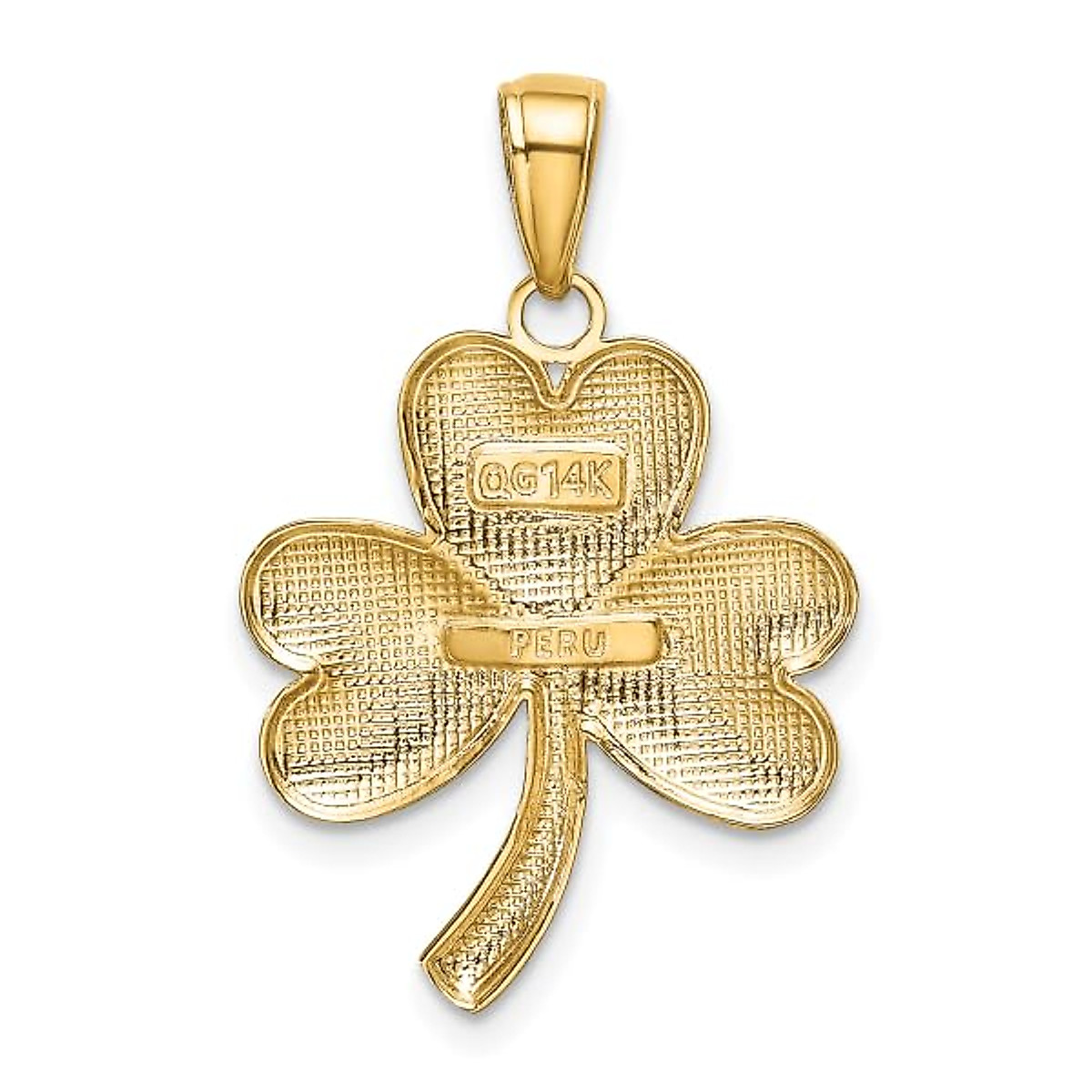IceCarats 14K Yellow Gold Lucky Clover Leaf Shamrock Flower Necklace Heart Claddagh Celtic Charm Pendant Irish Jewelry 29mm x 19mm Only