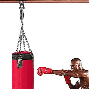 BeneLabel Heavy Duty Boxing Punching Bag Hanger with Spring, 360° Rotation Wood Beam Holder, 2 Wood Screws for Wooden Sets, 1 Carabiner, 1 Comfort Spring