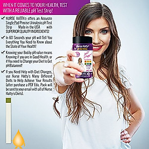 Nurse Hatty® - 200ct. pH Strips w Free App - Made-in-The-USA (Economy Size - Single PAD) - pH Test Strips for Alkaline & Acid Levels for Home & Lab Use + 300+ Pages of Edu Pack - pH Scale of Urine