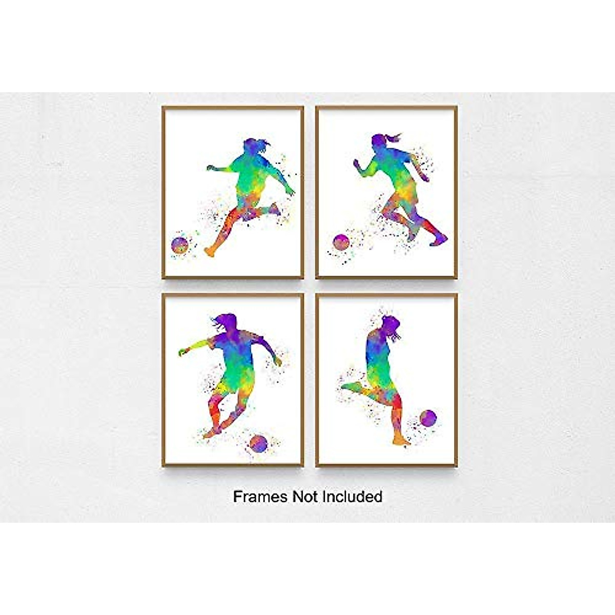 Female Soccer Player Sport Abstract Wall Art Print 8x10, Set of 4, Teen Girl Bedroom, Club Locker Room, Dorm Room Decor, Ideal for Football, Coach and Fan