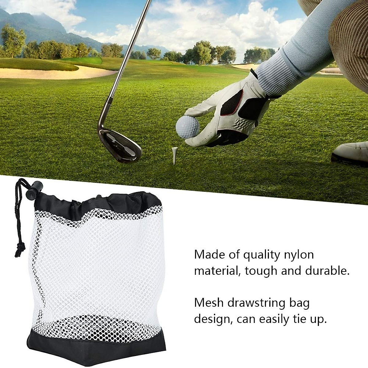 Ball Bag, Nylon Mesh Pouch, Storage Bag Pouch with Drawstring Cord Lock Closure, Can Hold 36 Balls, 1 Pack Mesh Ball Bag