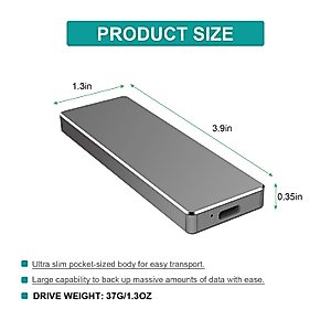 External Hard Drive 2TB Type C USB3.1 for PC, Mac, Desktop Computer Wii U, Xbox (2to, Black)