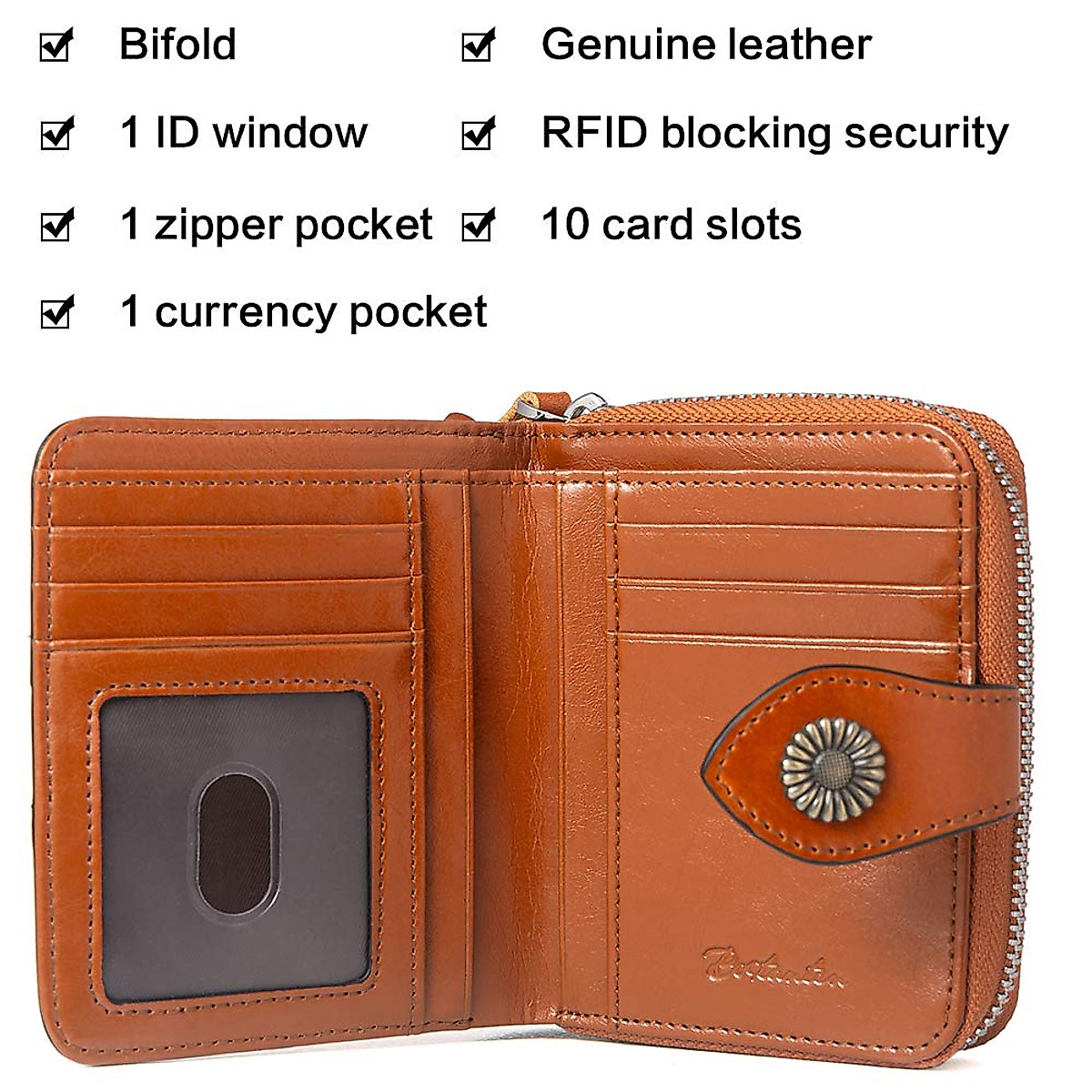 BOSTANTEN Womens Leather Wallets RFID Blocking Large Capacity＆Leather 15.6 inch Laptop Backpack Computer Bag