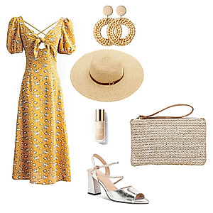 ZLM BAG US Natural Straw Boho Purse Zipper Wristlet Wallet Handwoven Beach Clutch Bag Off White