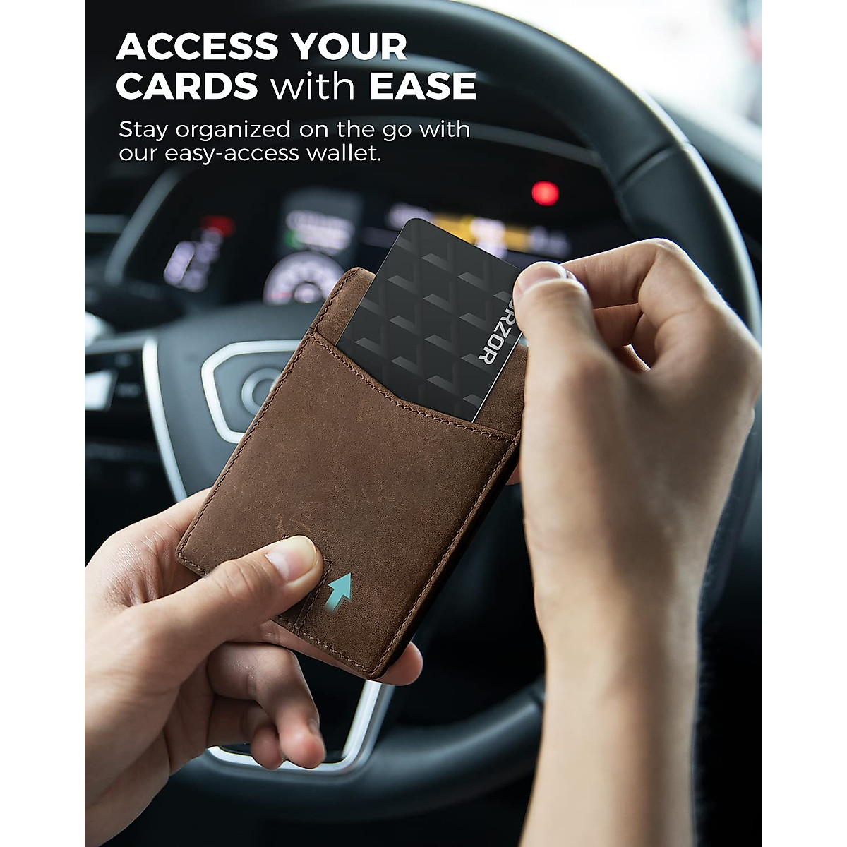 LORZOR AirTag Wallet - Minimalist Front Pocket Mens Wallet for Apple Air Tag, Full Grain Leather, Bifold RFID Blocking Air Tag Wallets for Men up to 12 Cards Gifts for Him (Air Tag Not included)