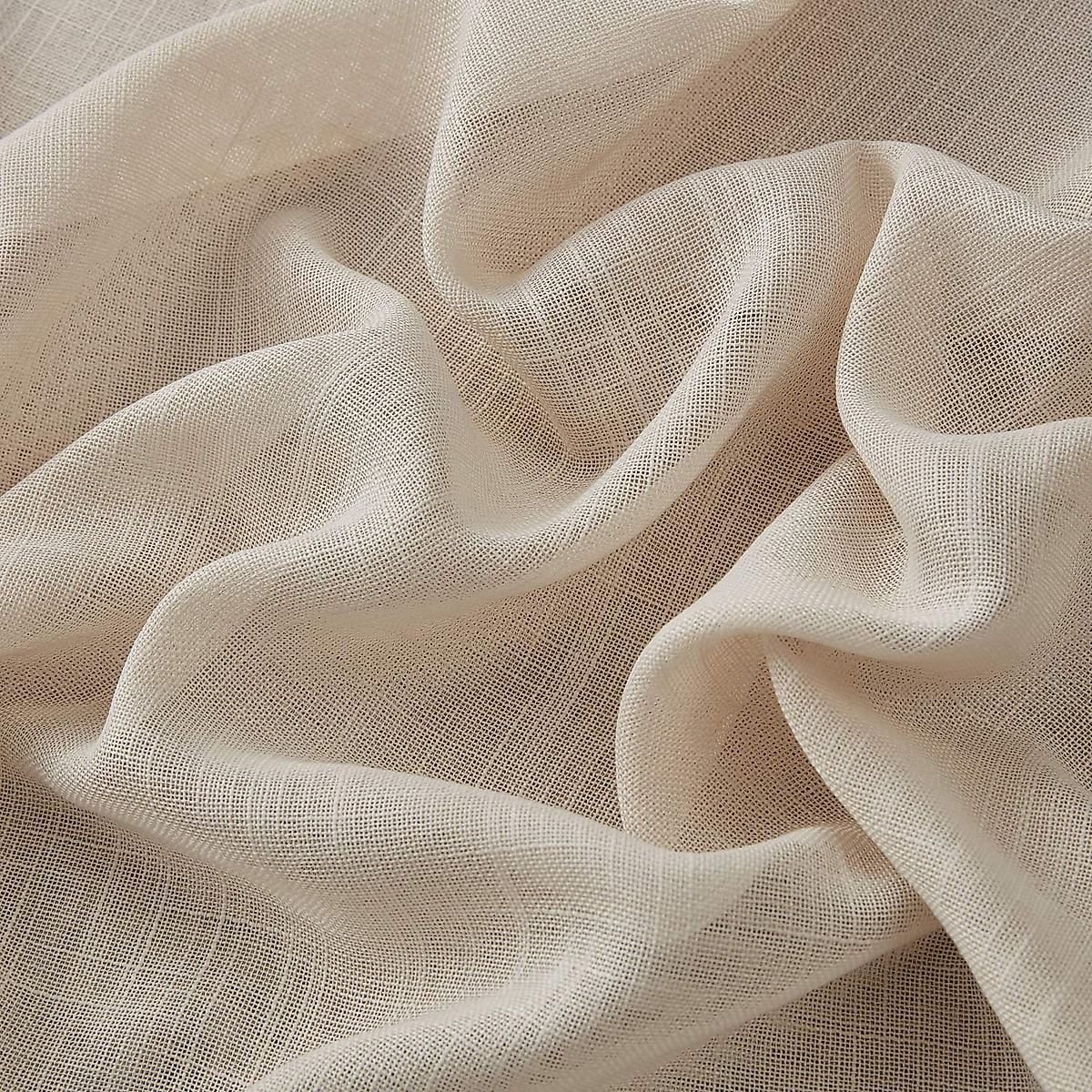 HLC.ME Abbey Faux Linen Textured Semi Sheer Privacy Light Filtering Transparent Thick Half Short Grommet Curtain Valance Topper for Small Windows, Bedroom & Bathroom (54 W x 18 L, Beige)