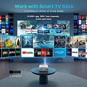 Projector, GooDee 2021 G500 Video Projector 6000L, 1080P and 200" Supported Portable Movie Projector with 50,000 Hrs Lamp Life, Home Theater Projector Compatible with TV Stick, HDMI, Phone (YG420)