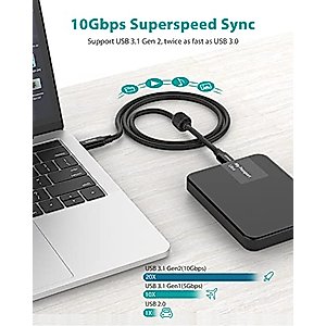 NIMASO USB C to USB C 3.1 Gen 2 Cable 10Gbps Data Transfer, 4K Video Output Monitor Cable 100W PD Fast Charging Compatible with Thunderbolt 3, MacBook Pro, iPad Pro, Galaxy S21, Google Pixel - 3.3FT