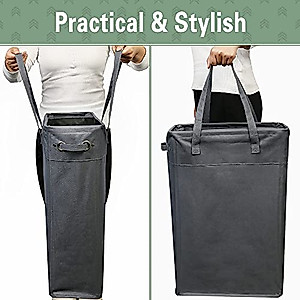 LotFancy 45L Slim Laundry Hamper with Handles, 22’’ Small Thin Laundry Hamper, Narrow Laundry Basket, Foldable Dirty Clothes Corner Bin, Storage Basket for Women Men