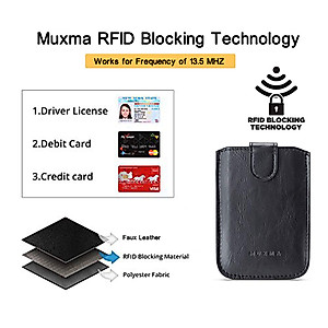 MUMUGUO Card Holder for Back of Phone,Pu Leather RFID Blocking 5 Pull Credit Card Cash Cell Phone Wallet Pocket Stick on Back iPhone