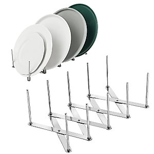 Dish Drying Rack Lid Glass Expandable Collapsible Compact Space Saving Plate Holder Stand Organizer Storage Stainless Steel Small large Dish Bottle Adjustable Rack For Cabinet Counter RV Sink