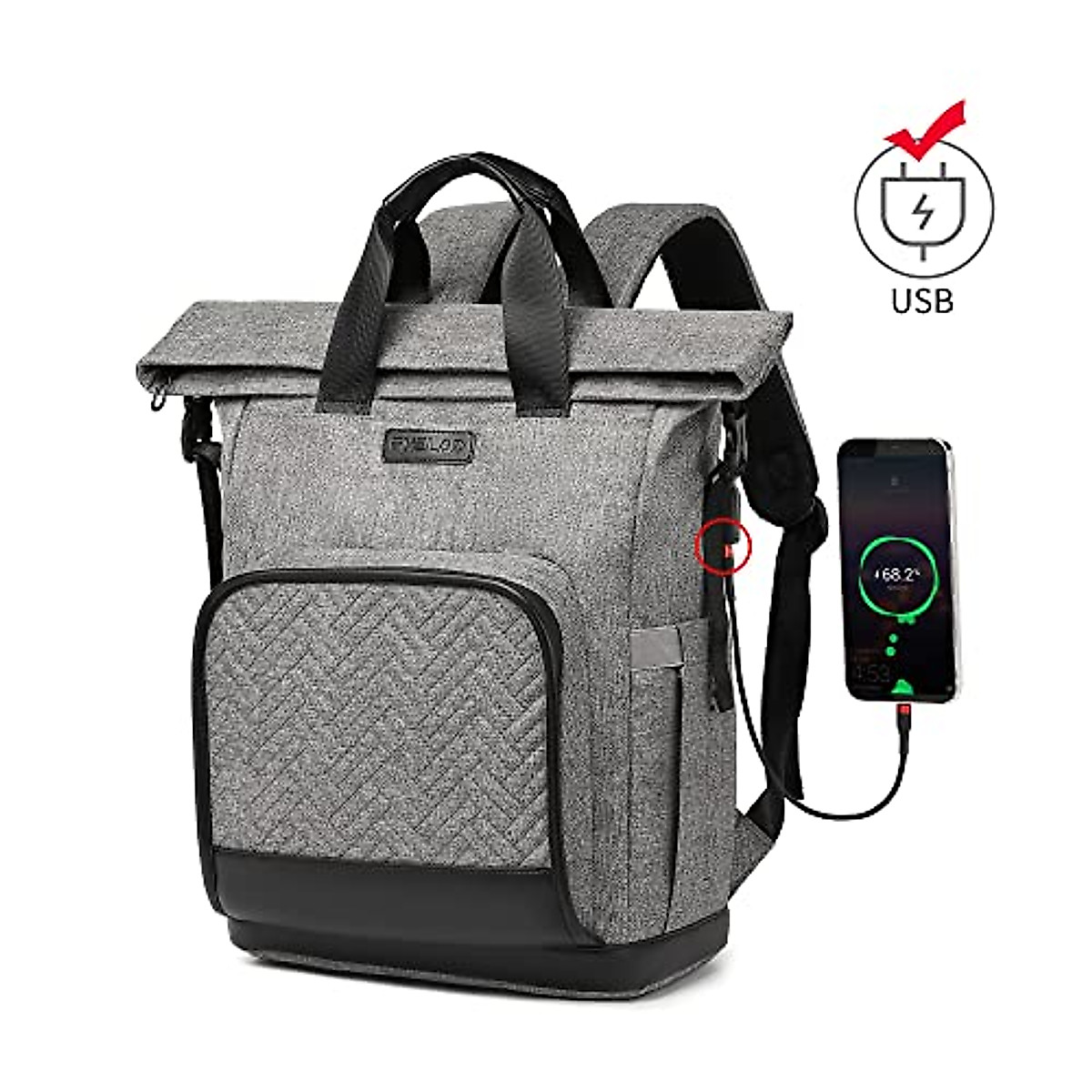 Diaper Bag Backpack, FHELDA Bag Backpack Large Capacity Maternity Travel Back Pack with Diaper Changing Pad (Gray)