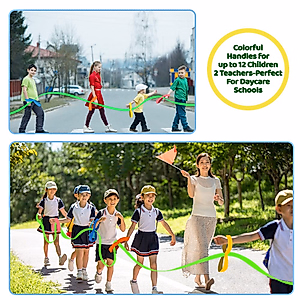 Safety Walking Rope with Colorful Handles for Up to 6 Children,10 Children and 12 Children-Perfect for Daycare Schools and Teachers.