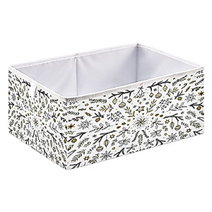 Blueangle Christmas Floral Rectangle Storage Bin, 15.8 x 10.6 x 7 in, Large Collapsible Organizer Storage Basket for Home Christmas Décor（207）