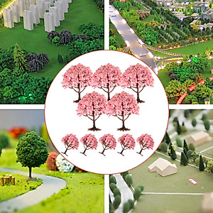 Angoily 10pcs Miniature Flower Tree Model Train Scenery Architecture Cherry Blossom Trees Mini Fake Trees for DIY Sand Table Crafts Building Model Scenery Landscape Ornaments