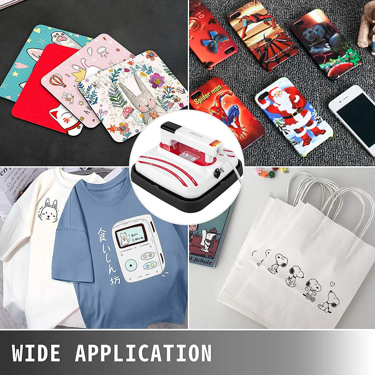 VEVOR Mini Press 800W Mini Heat Press 10 x 10 Inch Red Portable Easy Press Mini Highly-sensitive Touch Screen Vibration Function Press Machine Mini Press for T-shirts with Reliable Double-tube Heating