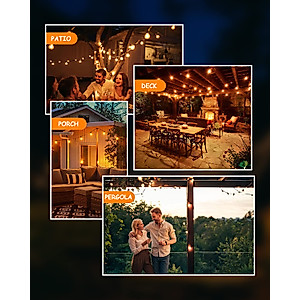 Svater Outdoor String Lights 150FT, Patio Lights with 75+3 Shatterproof LED Bulbs, Outside Plastic Hanging Globe Lights for Backyard Cafe Market Bistro, Dimmable Warm White 2700K