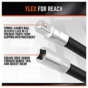 SEDY Flexible Extension Bar Set, 2-Piece Drive Socket Flex Bar 1/4" x 6" & 3/8" x 8"
