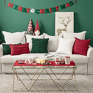 MIULEE Set of 2 Decorative Boho Throw Pillow Covers Linen Striped Jacquard Pattern Cushion Covers for Sofa Couch Living room Bedroom 18x18 Inch White