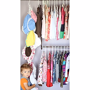 MiniOwls Multipurpose Storage Teddy 8 ft Chain -White Toy Organizer + 20 Clips for Plush Toys Art & Accessories Like Caps Hats Bags (White, Large)