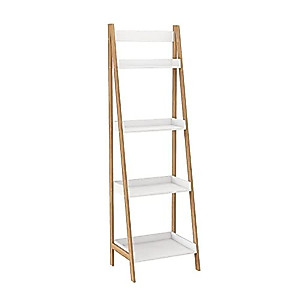 RDLCAR Ladder Shelf Bookshelf,4-Tier Bookcase,55 Inch Tall Industrial Wood Storage Rack, Arched Open Shelves for Home Office, Living Room, Bedroom, Kitchen