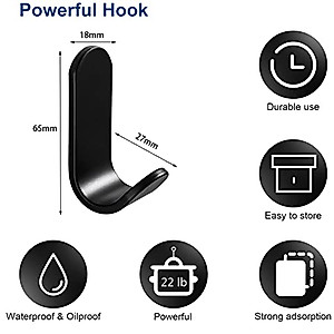 Bathroom Towel Hooks,Coat Hooks Wall Mounted,Over Door Hooks Without Drilling,Aluminum Robe Hooks-Black .（5 Pack）