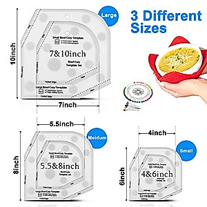 Bowl Cozy Pattern Template Cutting Ruler Set for Sewing, Large Bowl Cozy Template with 40 Pcs Cool Pins and User Manual(3 Sizes)