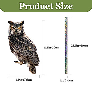 Kungfu Mall Fake Owl, with Reflective Tape,Cardboard Fake Owls, Plastic Owls, 3PCS Hanging Garden Owl for Roof Window Patio