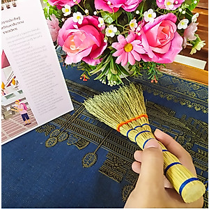Small Corn Wisk Brush Broom 11 Inch Flagged Indoor Heavy Duty Multi Surface Hard & Soft Floor Home Office Cleaning Tool Supplies 100% Handmade for Household Sweeping Indoor Outdoor (Random 2)