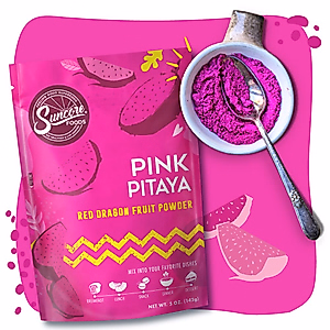 Suncore Foods Pink Pitaya Powder, Pink Food Coloring Powder, Gluten-Free, Non-GMO, 5oz (1 Pack)