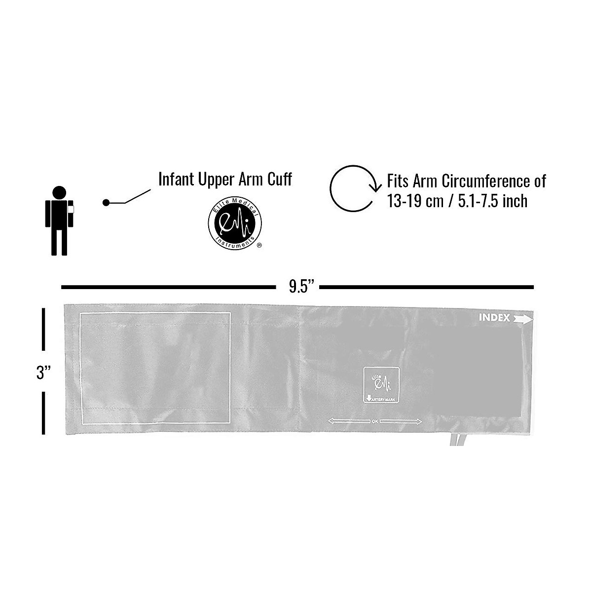 EMI Infant Sized Aneroid Sphygmomanometer Blood Pressure Monitor Set with Bulb, Gauge, and Infant-Size Cuff. Includes Convenient Carrying Case