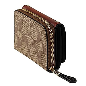 Coach Women's Riley Rivets Small Studded Trifold Wallet Khaki/Terracotta Multi