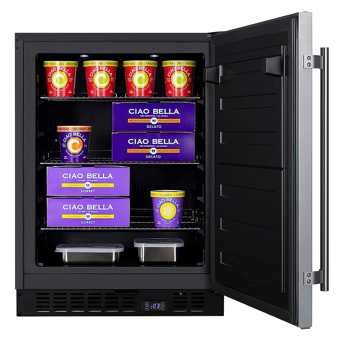 Summit Appliance ALFZ53 24" Wide Built-In All-Freezer, ADA Compliant; 3.67 cu.ft. Capacity, Frost-free Operation; Stainless Steel Door, Digital Thermostat, Temperature Memory Function