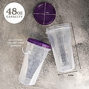 PLASTICPRO 48 Ounce Twist Top Deli Containers Clear bottom With Purple Top Twist on Lids Reusable, Stackable, Food Storage Freezer Container