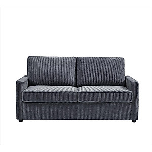 US Pride Furniture 70-Inch Convertible Sleeper Sofa with Memory Foam Mattress, 3-Seater Full Size Bed Couch for Living Rooms, Designed with Corduroy Fabric, Grey