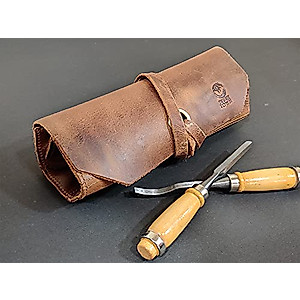 Leather Tool Roll Up Pouch - Leather Tool Wrench Roll/Chisel Bag by RUSTIC TOWN