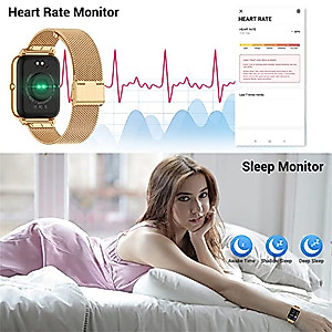 CanMixs Smart Watch for Android Phones iOS Waterproof Smart Watches for Women Men Sports Digital Watch Fitness Tracker Heart Rate Blood Oxygen Sleep Monitor Touch Screen Compatible Samsung iPhone