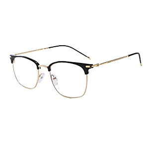 Shiratori Vintage Retro Half Frame Horn Rimmed Optics 43mm Clear Lens Glasses Gold