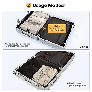 TABITORA Travel Luggage Organizer Hanging Packing Cubes Portable Hanging Shelves Carry on Closet for Suitcase with 2 Hooks,Collapsible(Beige,S)