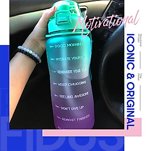 Fidus Large Half Gallon/64oz Motivational Water Bottle with Time Marker & Straw,Leakproof Tritan BPA Free Water Jug,Ensure You Drink Enough Water Daily for Fitness,Gym and Outdoor Sports