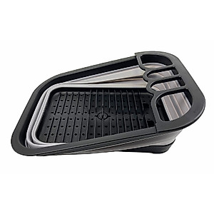 SAMMART 7.3L (1.9 Gallon) Collapsible Dish Drainer with Drainer Board - Foldable Drying Rack Set - Portable Dinnerware Organizer - Space Saving Kitchen Storage Tray (Black/Alloy Grey)