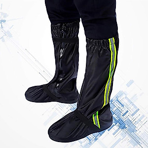 Garneck Waterproof Rain Boot Shoe CoverHigh Snow Rain Boot Cover with Reflector for Men Women Outdoor Cycling Walking Hiking L (Black)