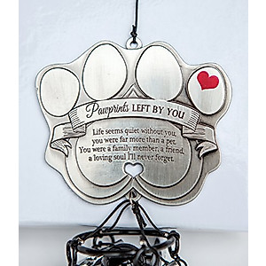 Pet Memorial Wind Chime - 18" Metal Casted Pawprint Wind Chime - A Beautiful Remembrance Gift for a Grieving Pet Owner - Includes Pawprints Left by You Poem Card