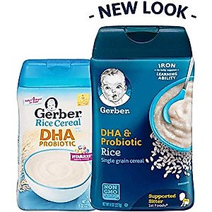 Gerber DHA and Probiotic Single-Grain Rice Baby Cereal, 8 Ounce (Pack - 1)